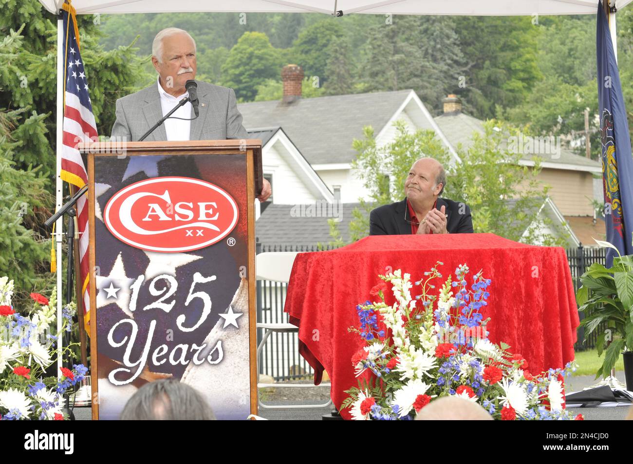 Zippo/W.R. Case & Sons Cutlery Co. owner George Duke and President and CEO Greg Booth speak to ...