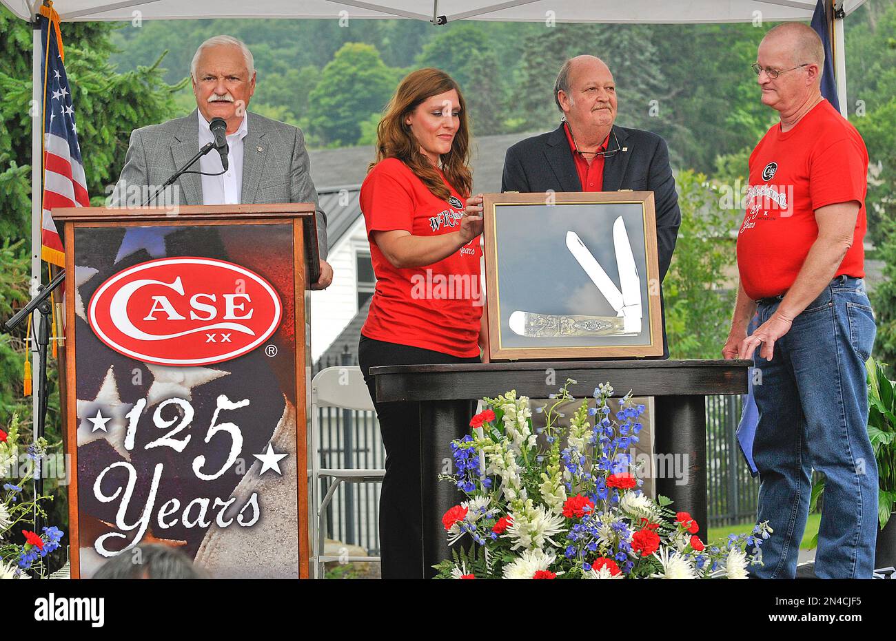 From left: Zippo/W.R. Case & Sons Cutlery Co. President and CEO Greg Booth, Case Historian Katie ...