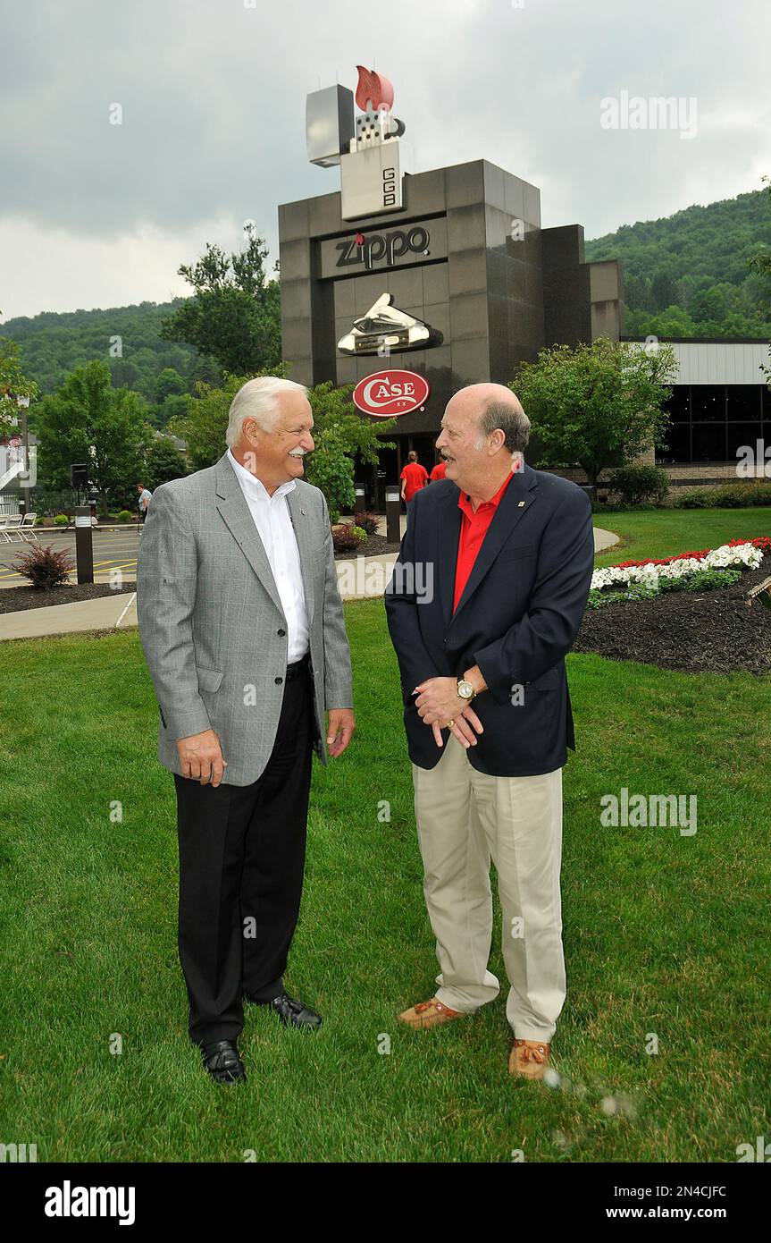 Zippo/W.R. Case & Sons Cutlery Co. President and CEO Greg Booth and owner George Duke stand in ...