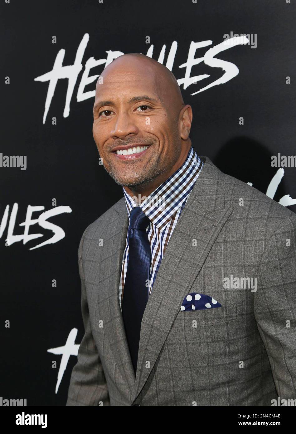 Cast member Dwayne Johnson arrives for the premiere of "Hercules" held ...