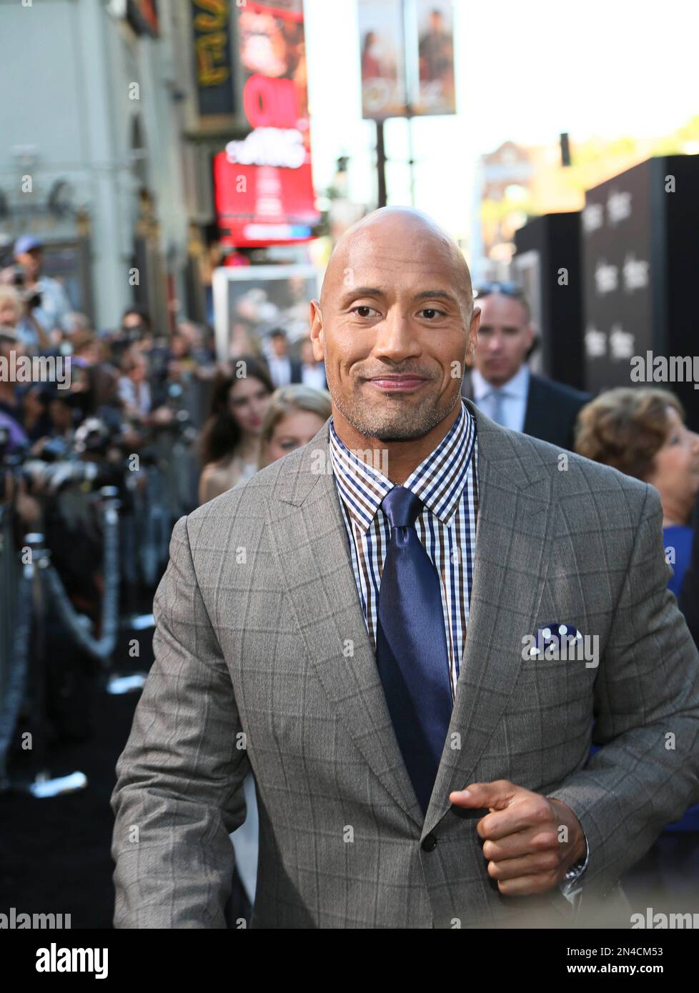 Cast member Dwayne Johnson arrives for the premiere of "Hercules" held ...