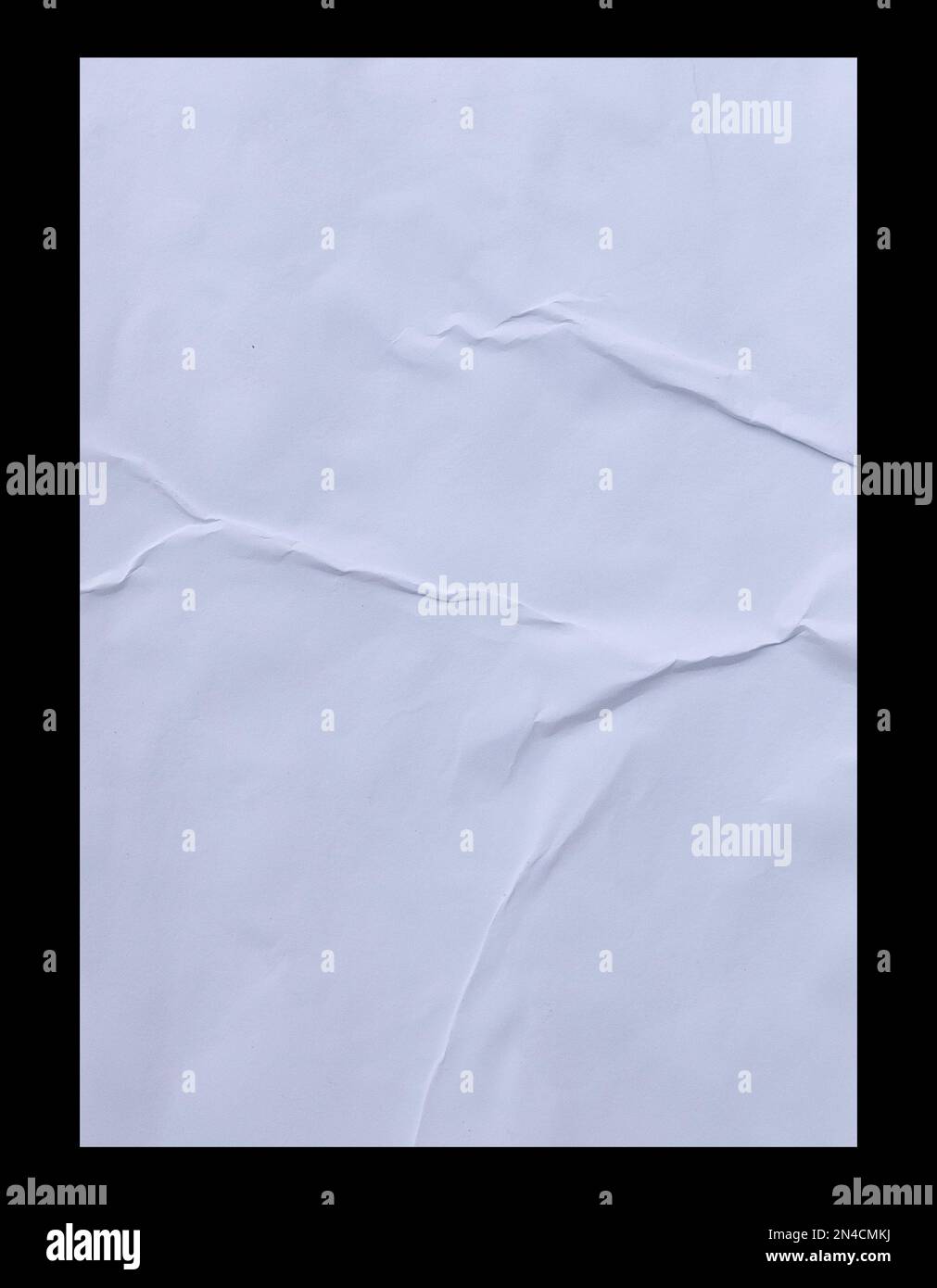 Blank white crumpled and creased sticker glued paper poster texture ...