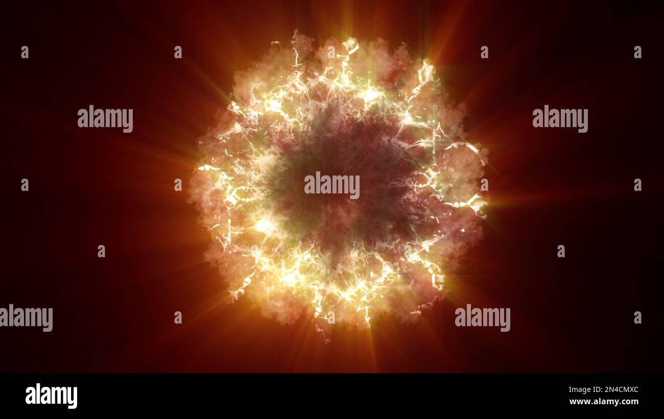 3D rendering of a series of spectacular shock waves coming from an ...