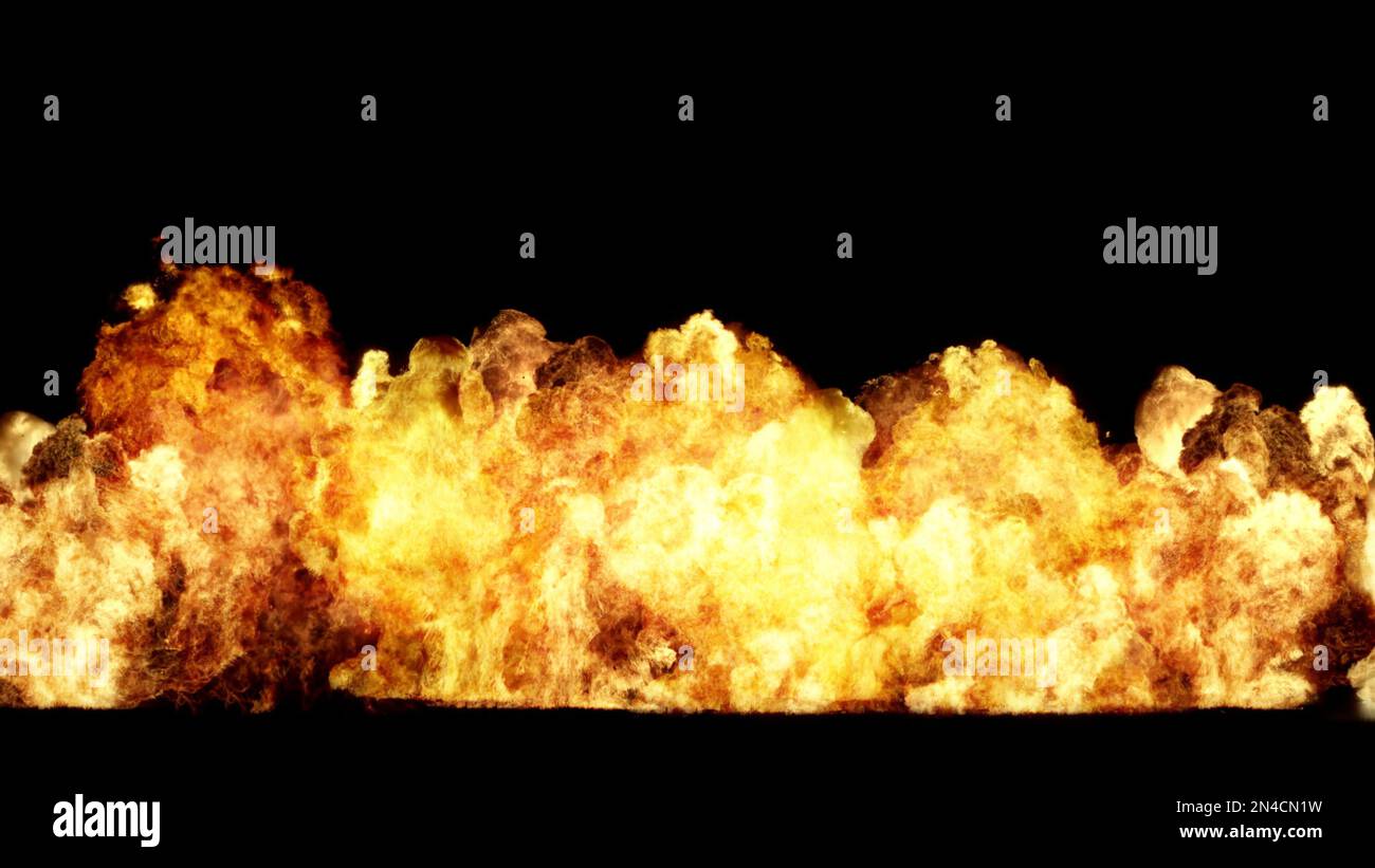 3D rendering of impressive explosions isolated on black background ...