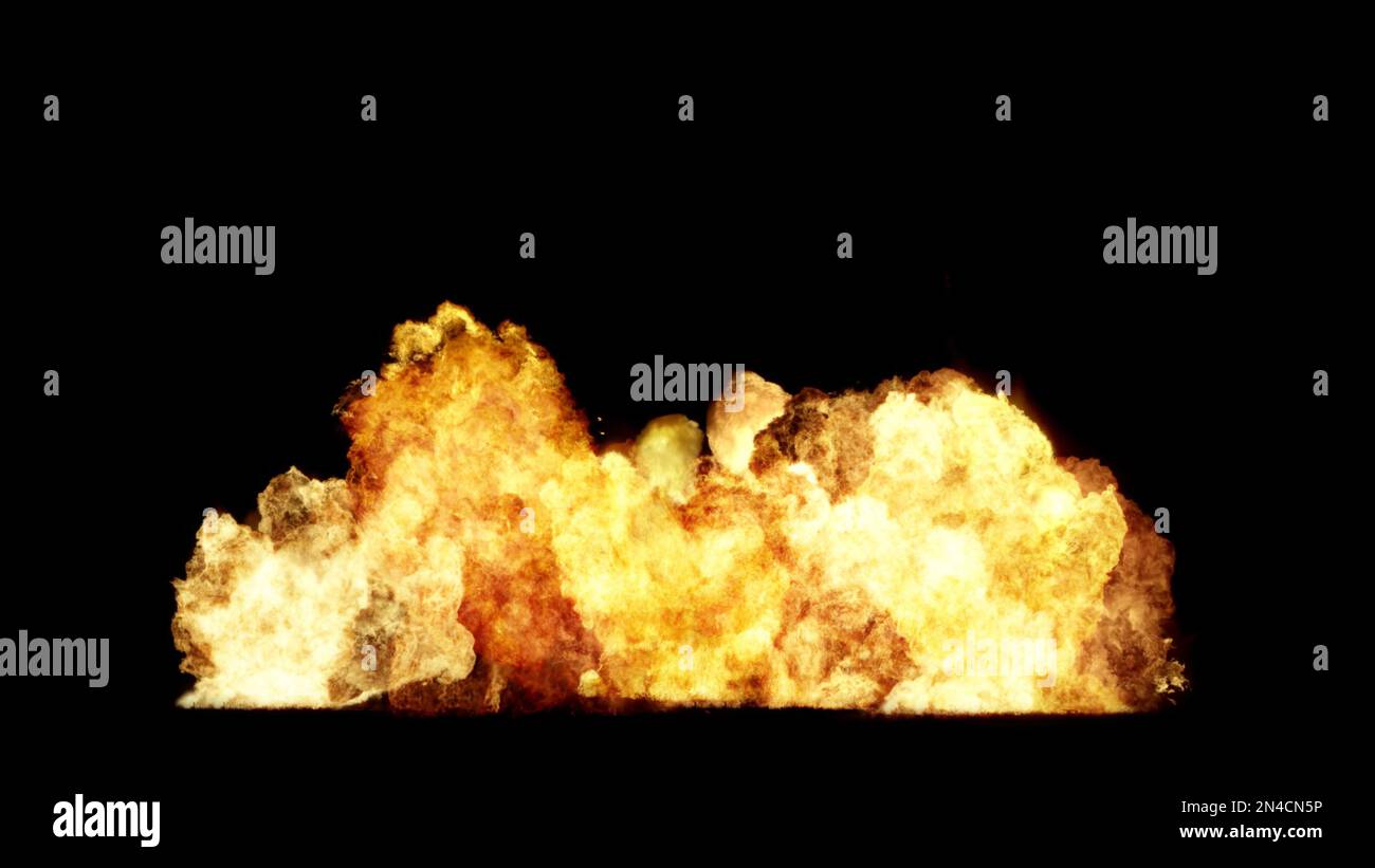 3D rendering of impressive explosions isolated on black background ...