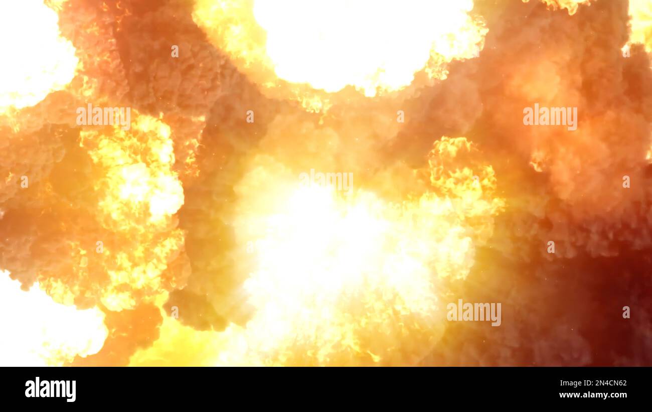 3D rendering of an impressive intense explosion on a black background ...