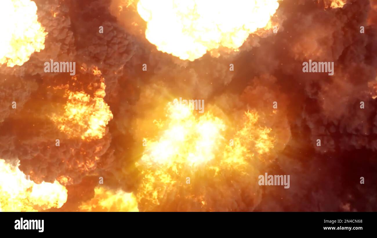3D rendering of an impressive intense explosion on a black background ...