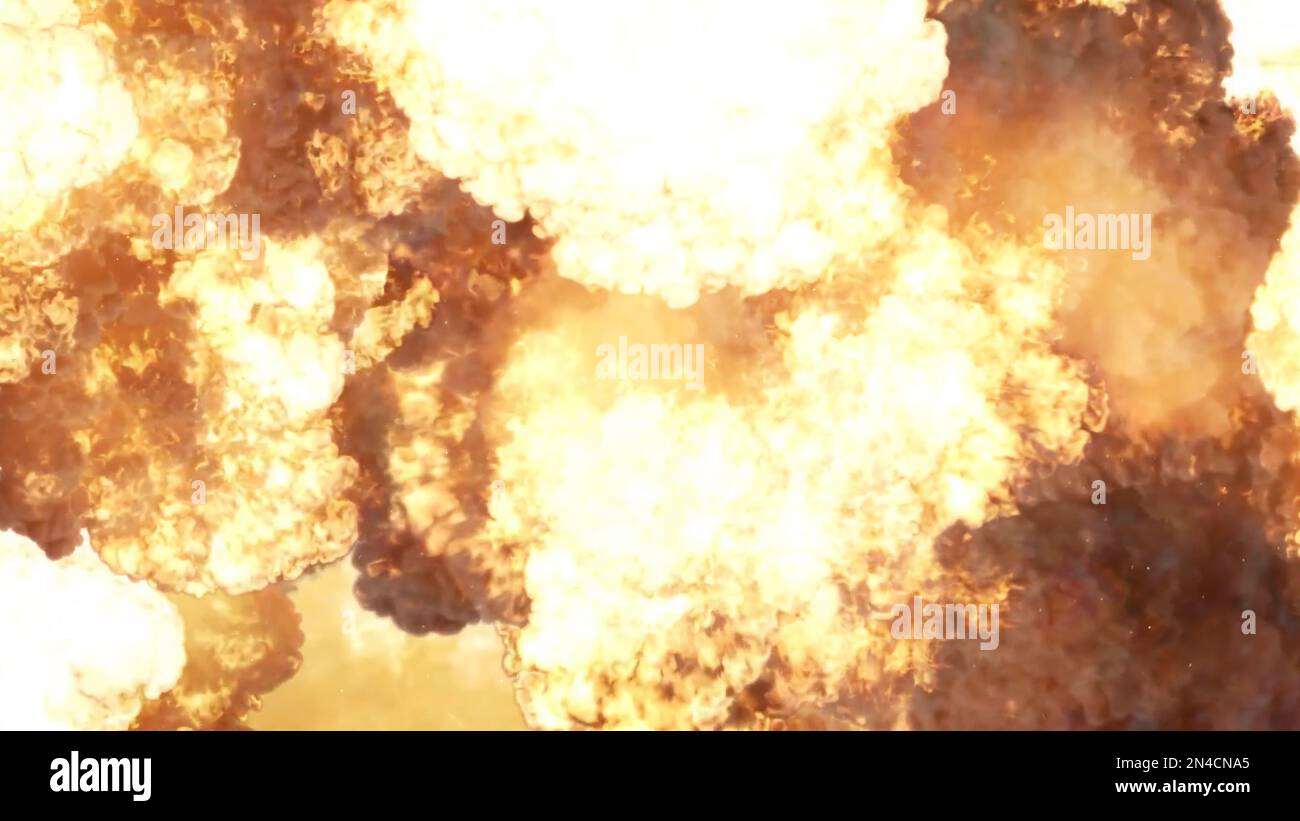 3D rendering of an impressive intense explosion on a black background ...