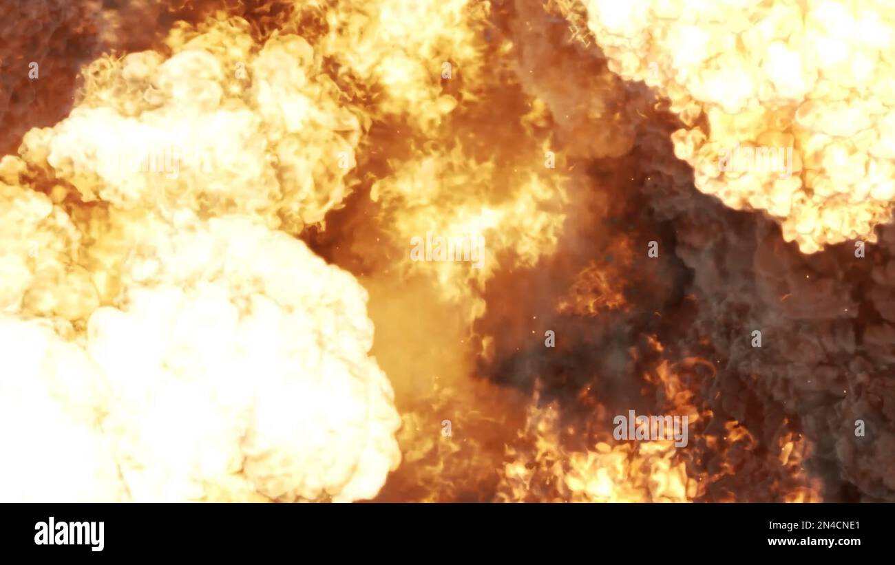 3D rendering of an impressive intense explosion on a black background ...