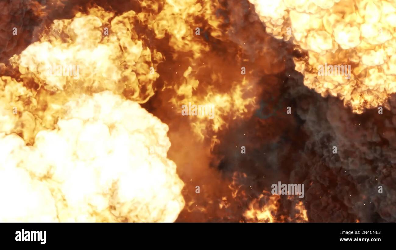 3D rendering of an impressive intense explosion on a black background ...