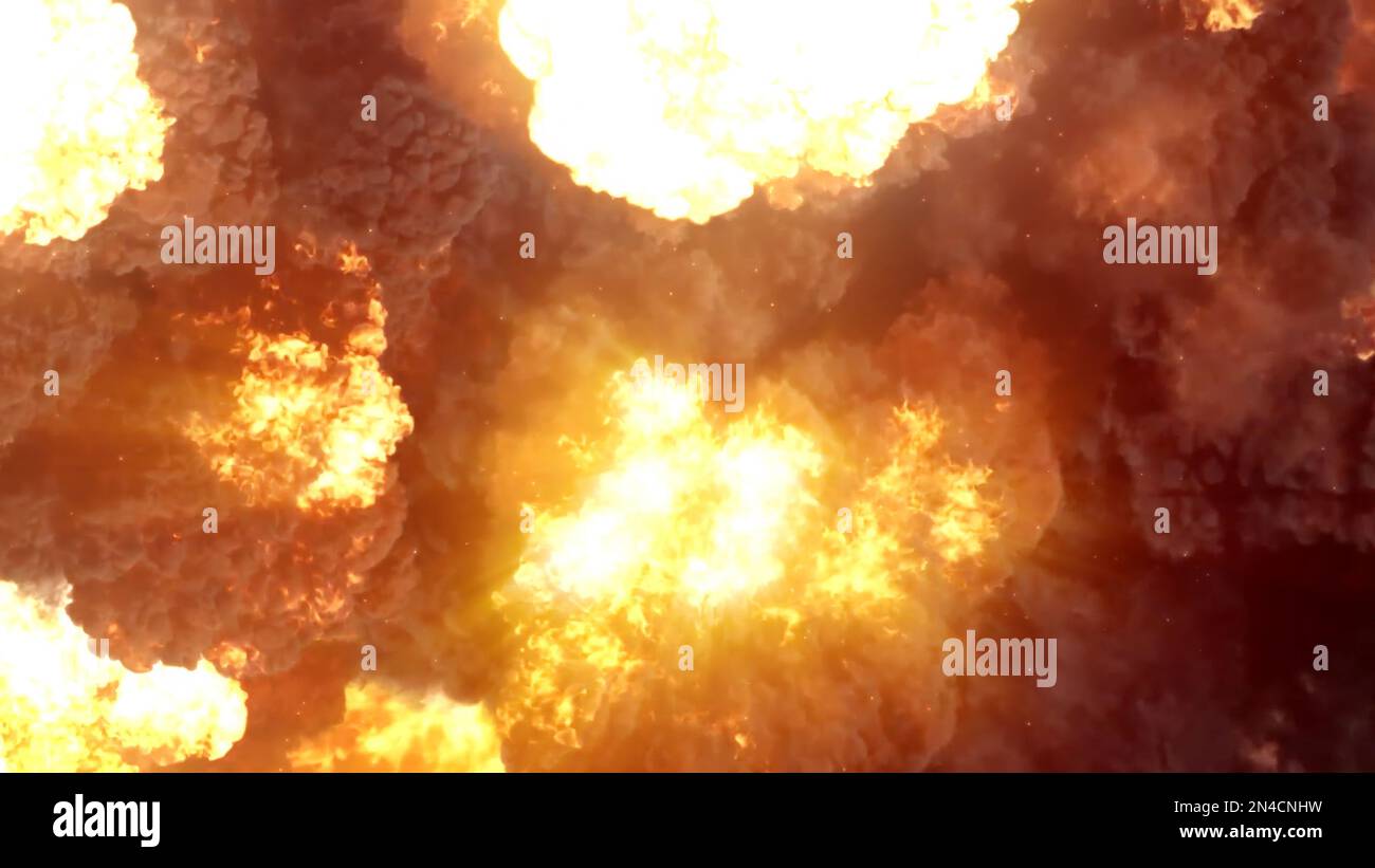 3D rendering of an impressive intense explosion on a black background ...