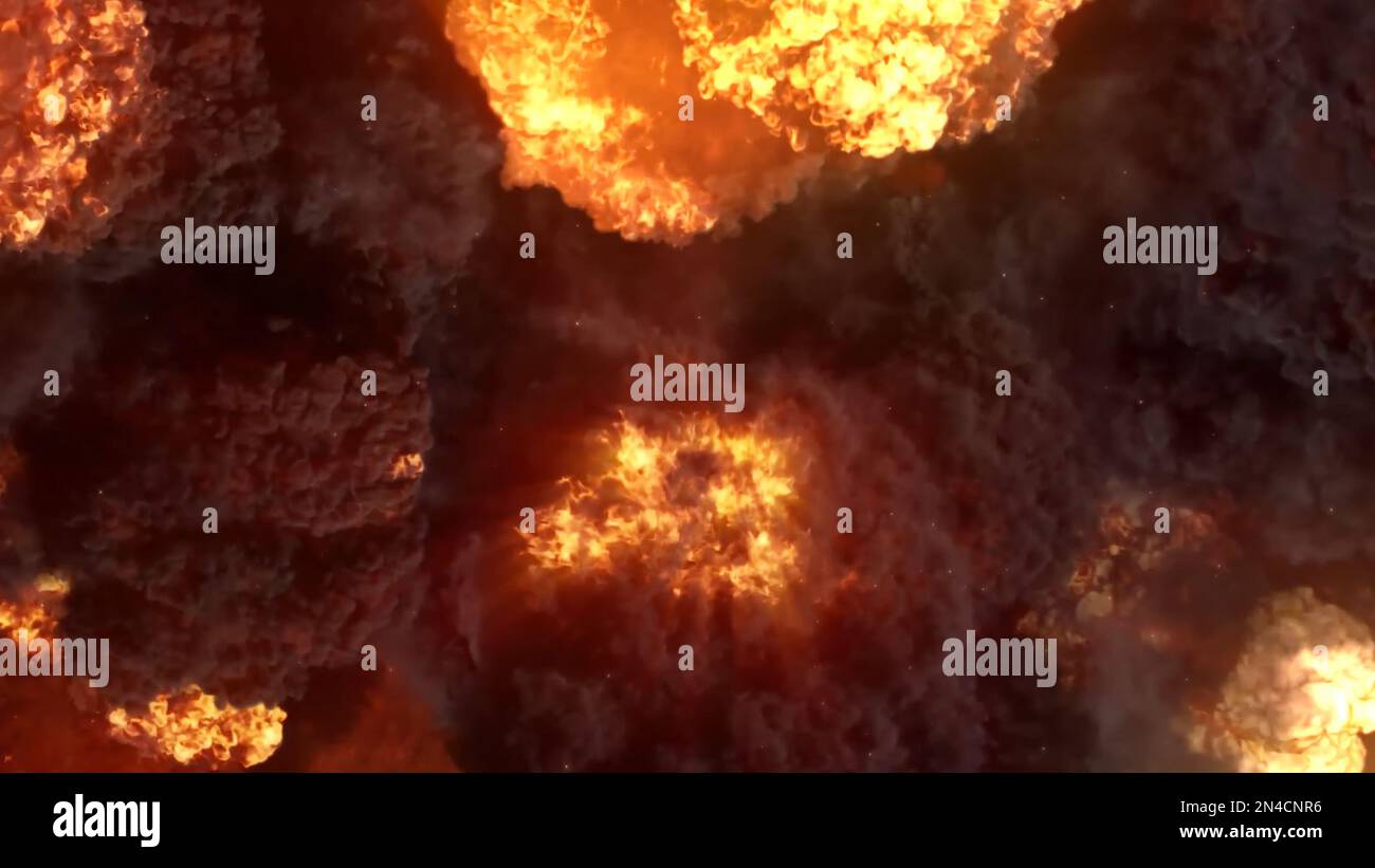 3D rendering of an impressive intense explosion on a black background ...