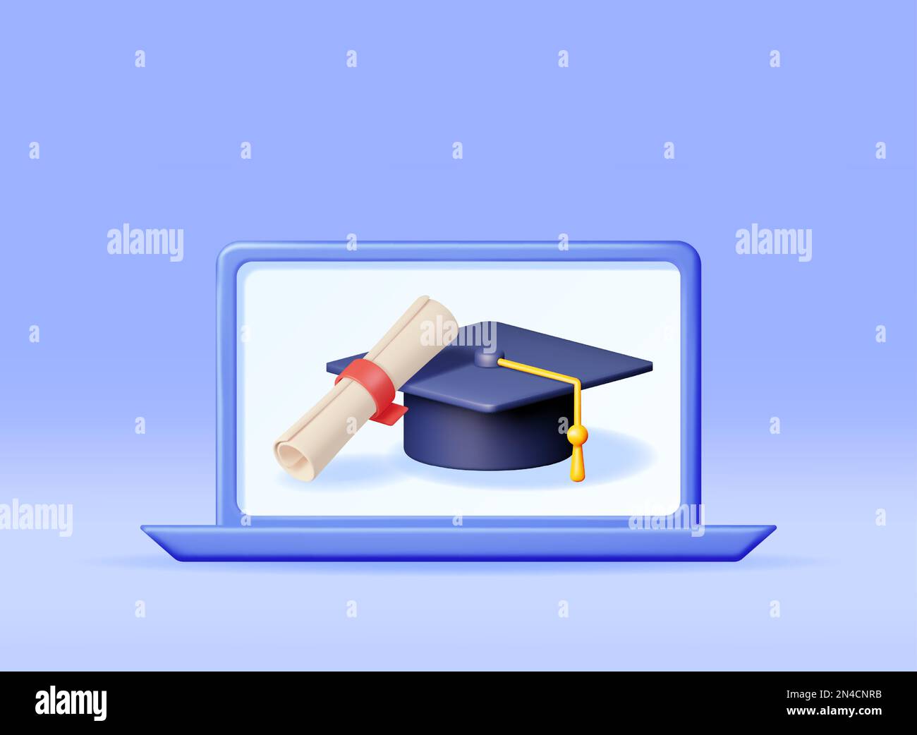 3D Computer with Graduation Cap and Diploma Stock Vector Image & Art ...