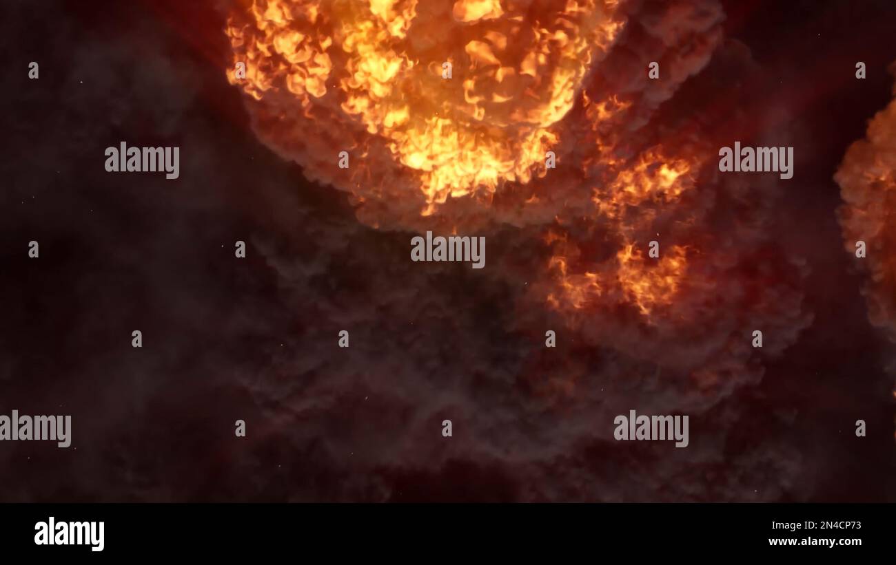 3D rendering of an impressive intense explosion on a black background ...