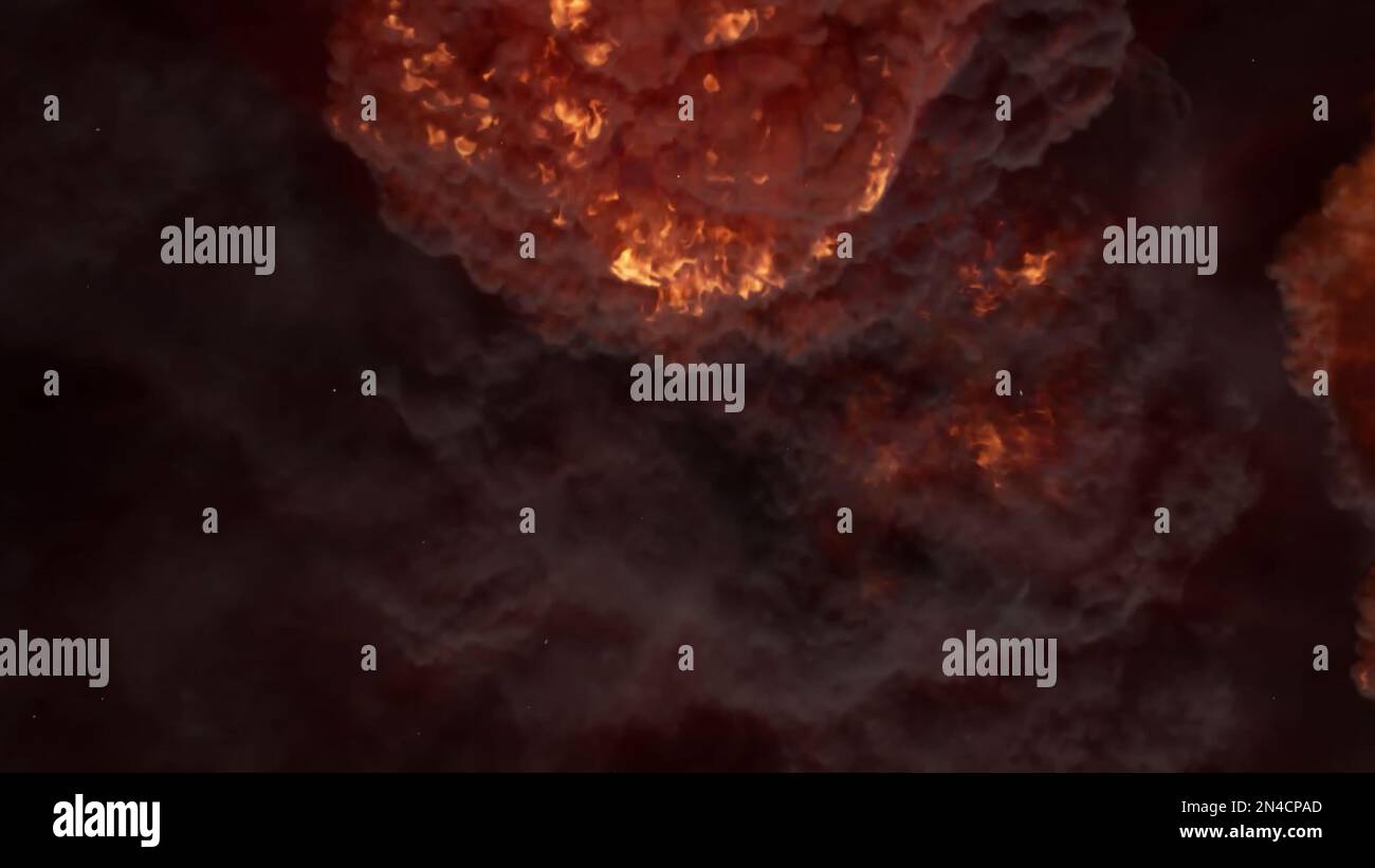 3D rendering of an impressive intense explosion on a black background ...