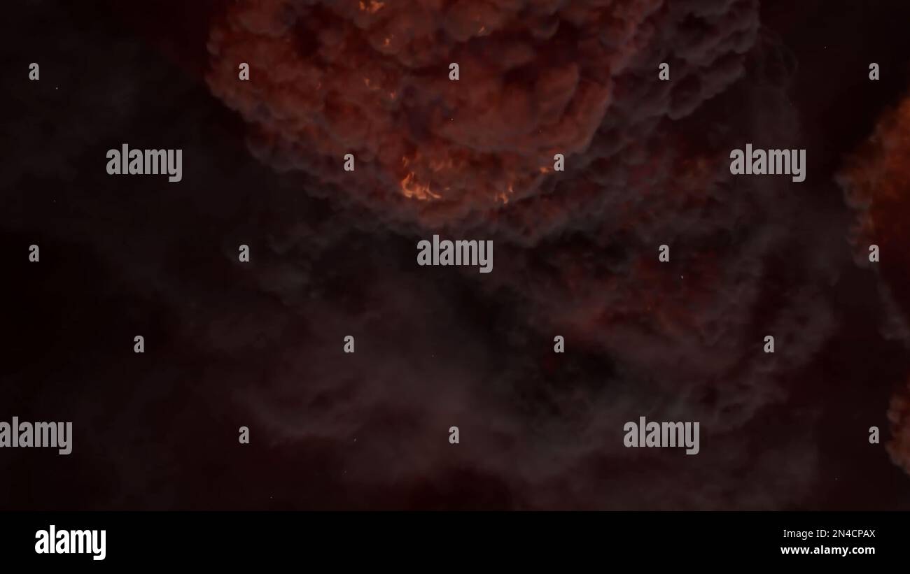 3D rendering of an impressive intense explosion on a black background ...