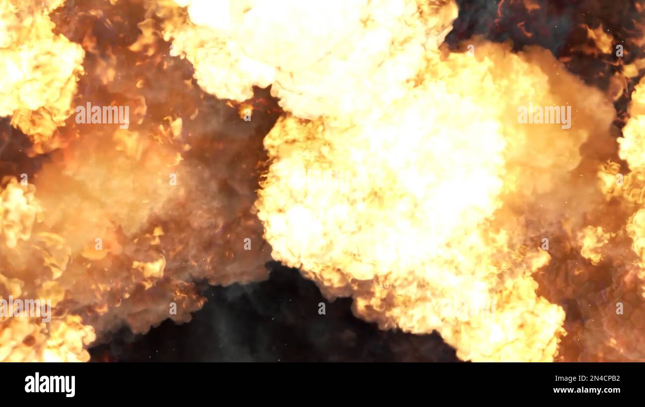 3D rendering of an impressive intense explosion on a black background ...