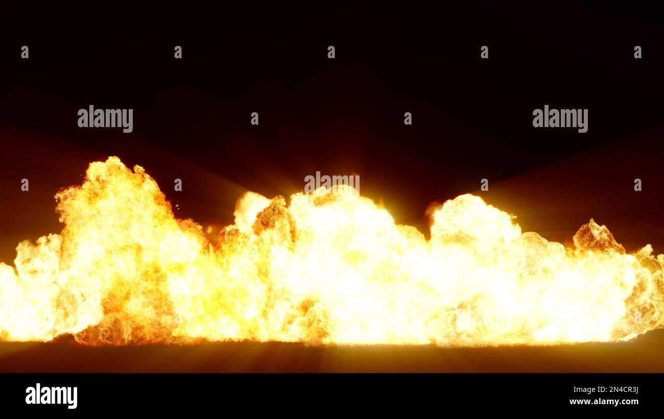 3D rendering of impressive explosions isolated on black background ...
