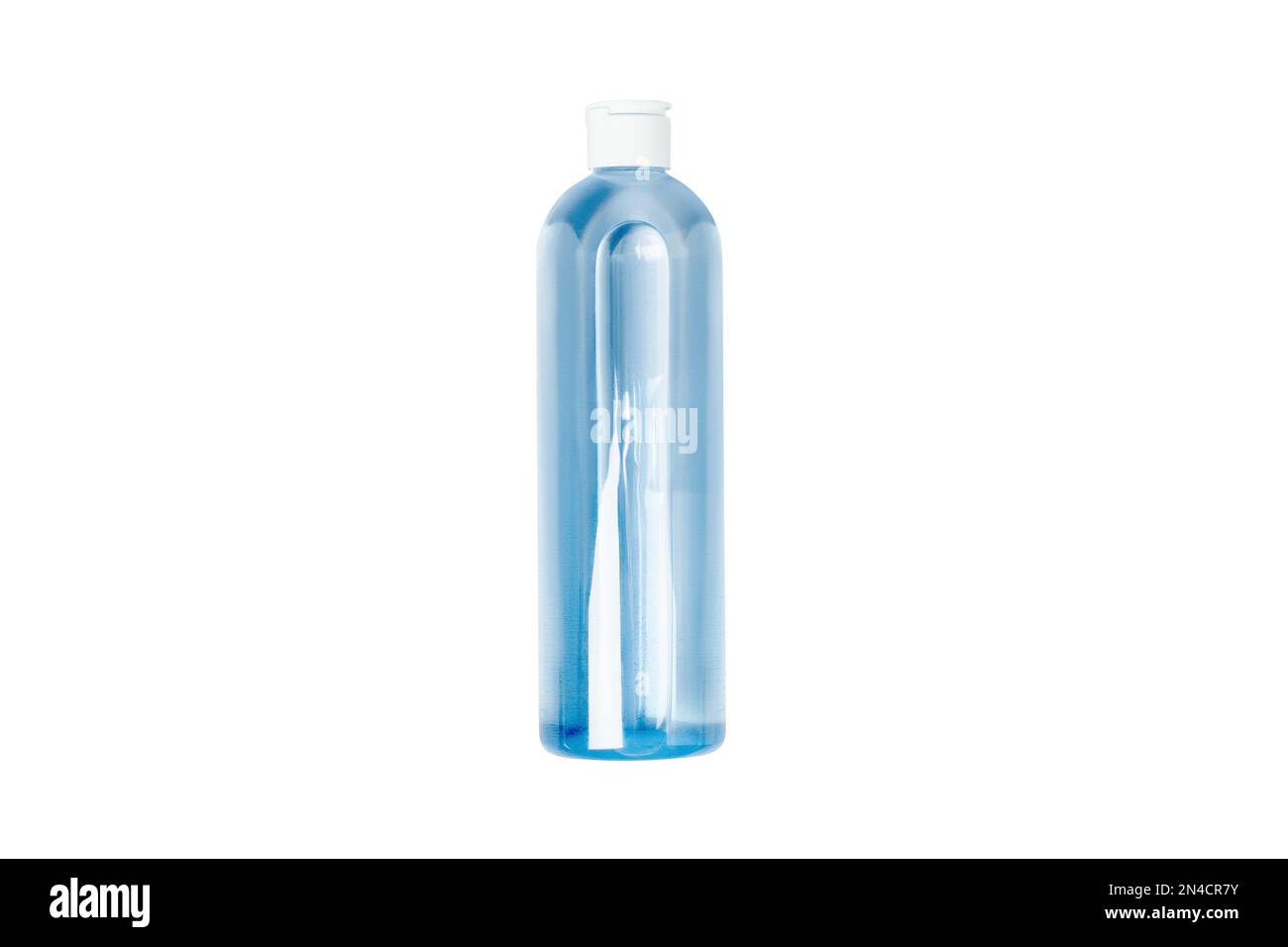 Cosmetic bottle with blue tonic, water, liquid. Isolated on a white ...
