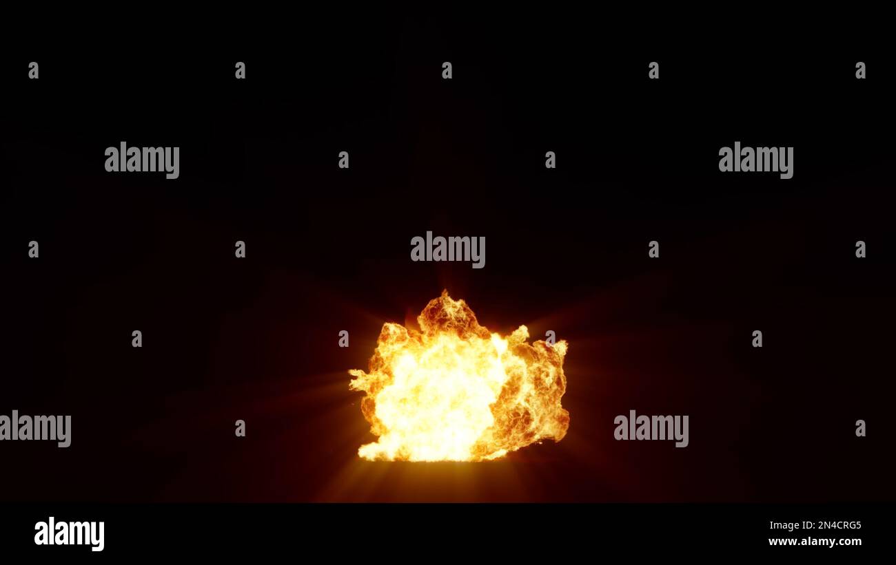 3D rendering of an impressive intense explosion on a black background ...