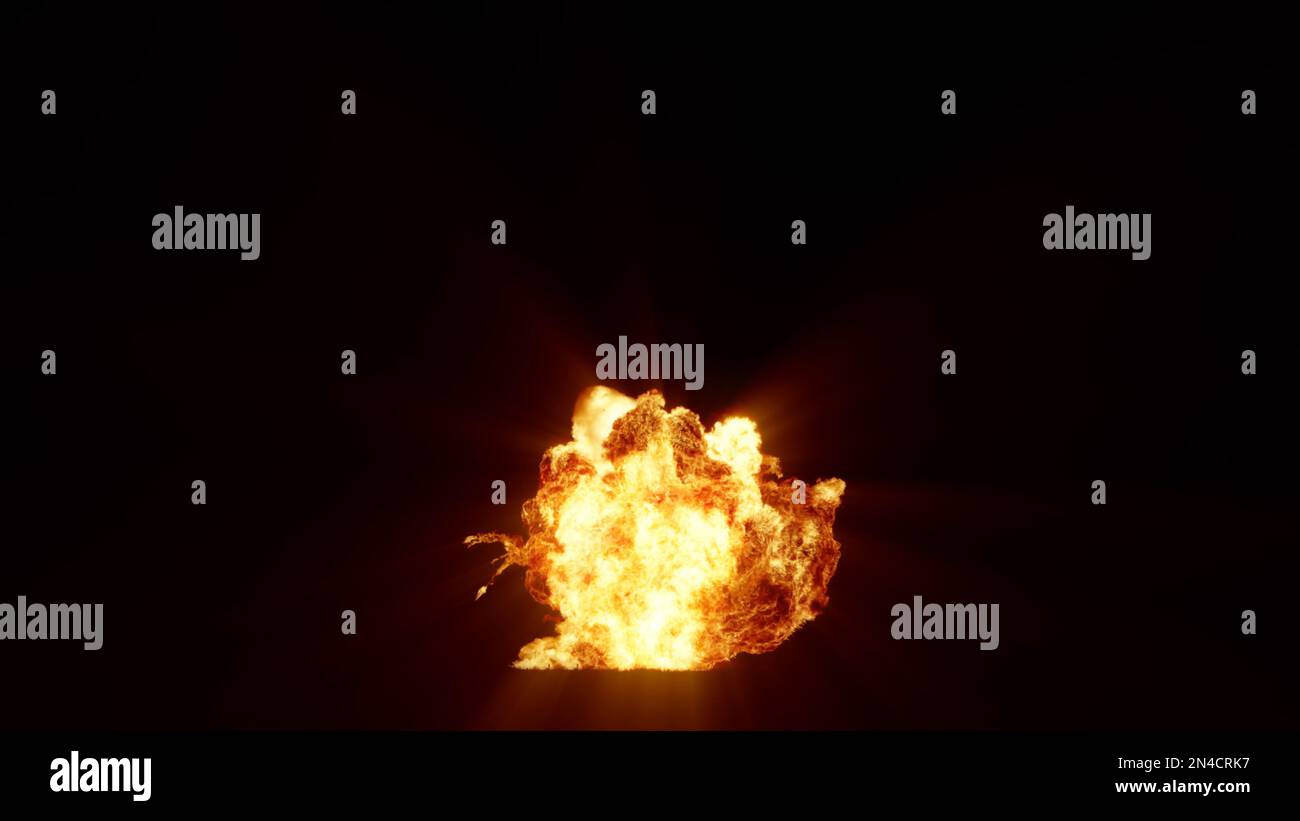 3D rendering of an impressive intense explosion on a black background ...