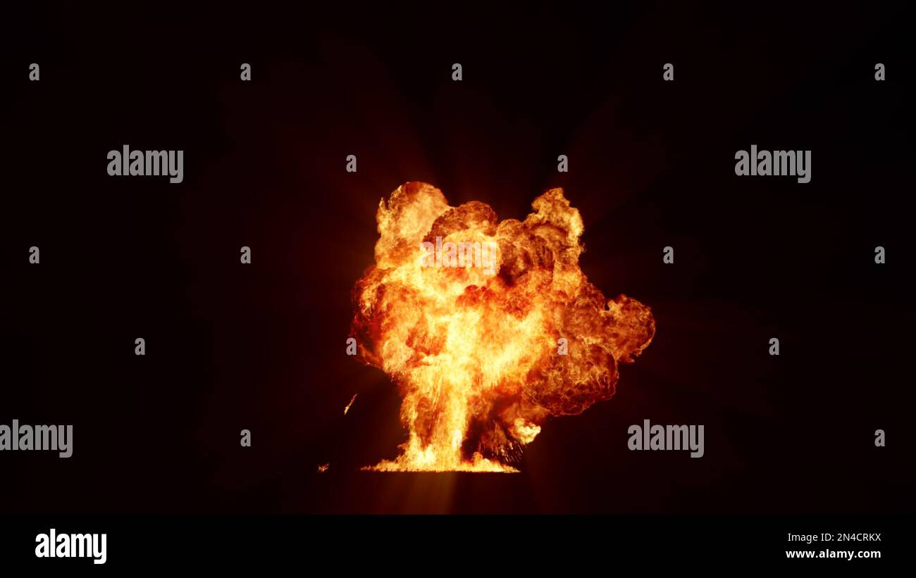 3D rendering of an impressive intense explosion on a black background ...