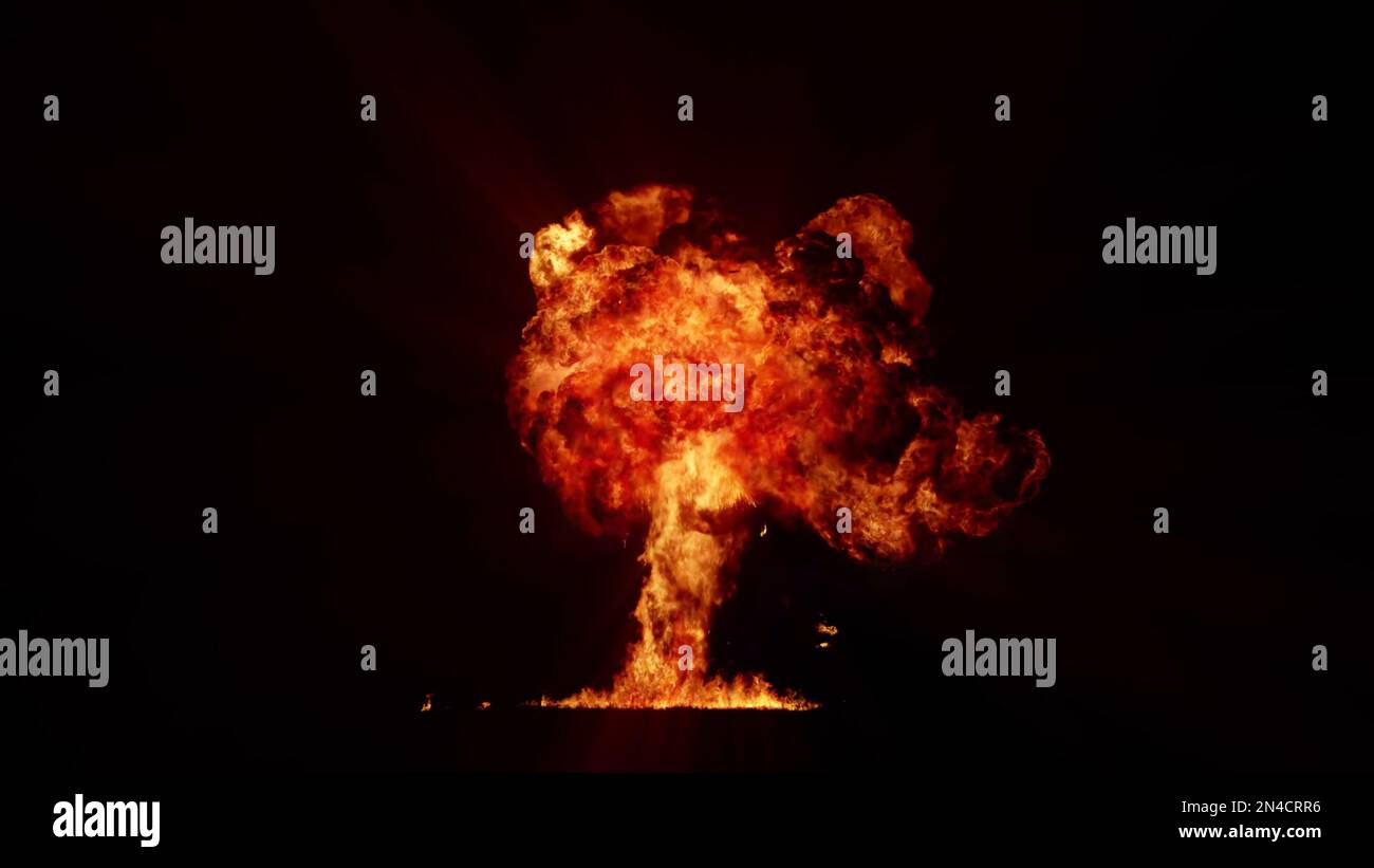 3D rendering of an impressive intense explosion on a black background ...
