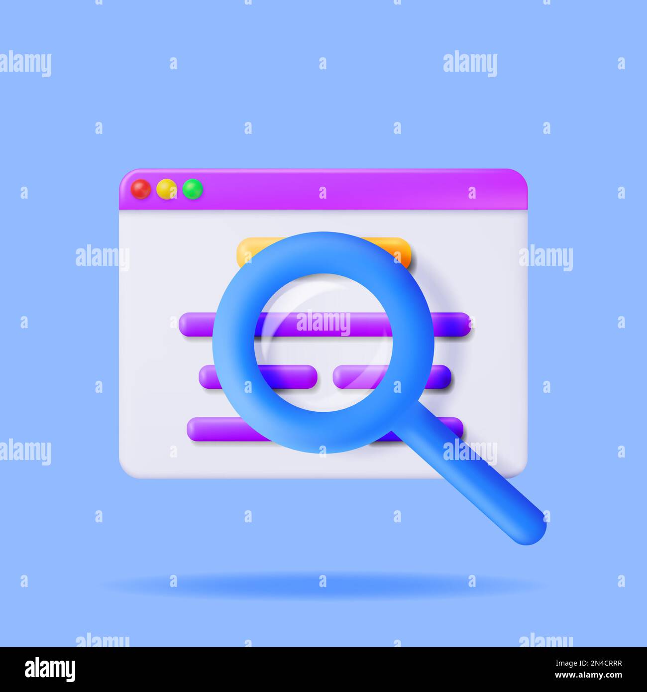 3D Browser Window and Magnifying Glass Stock Vector Image & Art - Alamy
