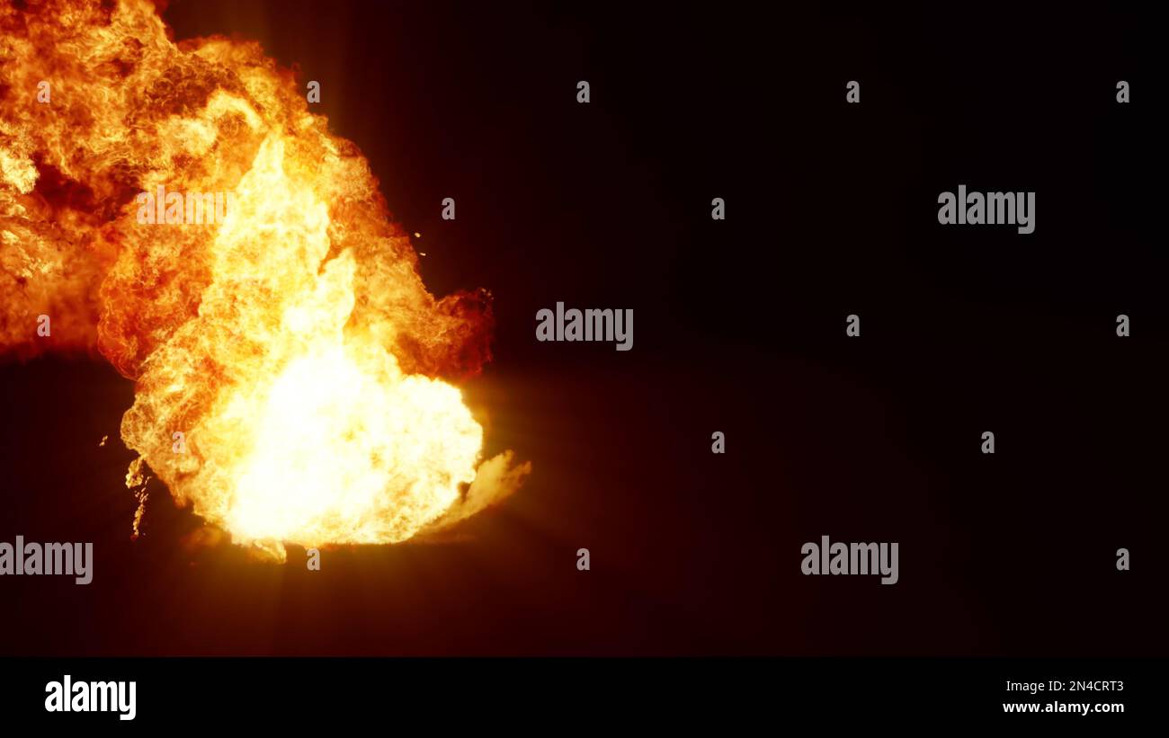 3D rendering of an impressive intense explosion on a black background ...