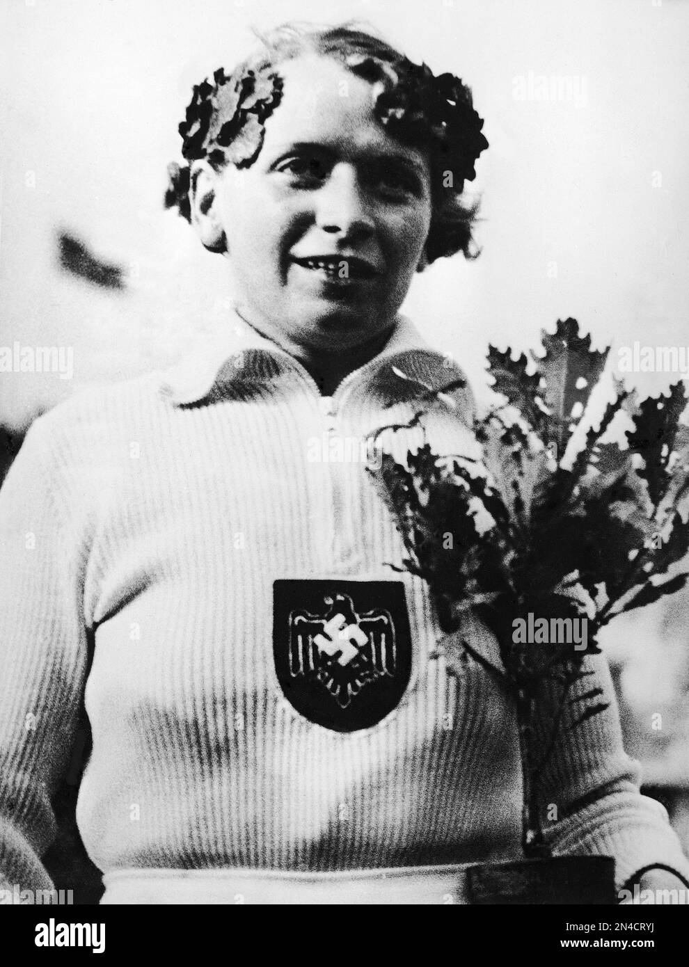 Germany's Tilly Fleischer after she had won the Women's Javelin Competition at the XI Olympic ...