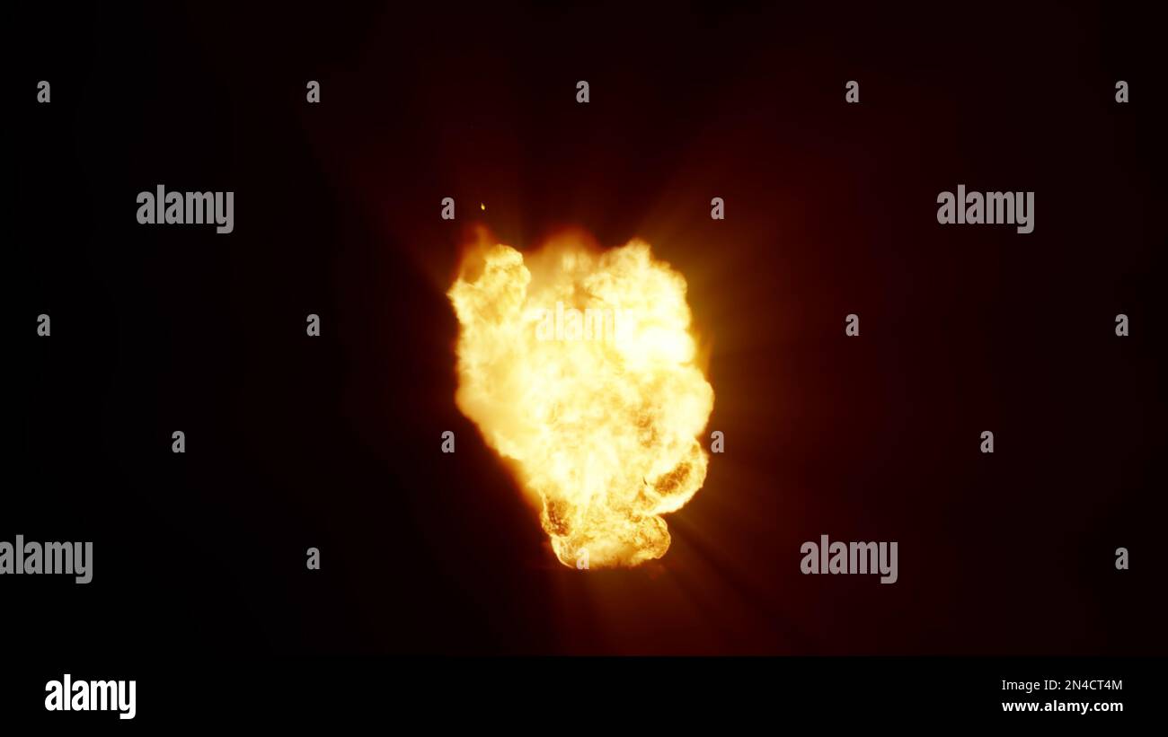 3D rendering of an impressive intense explosion on a black background ...