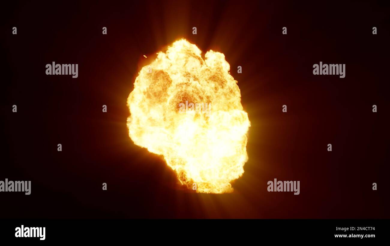 3D rendering of an impressive intense explosion on a black background ...