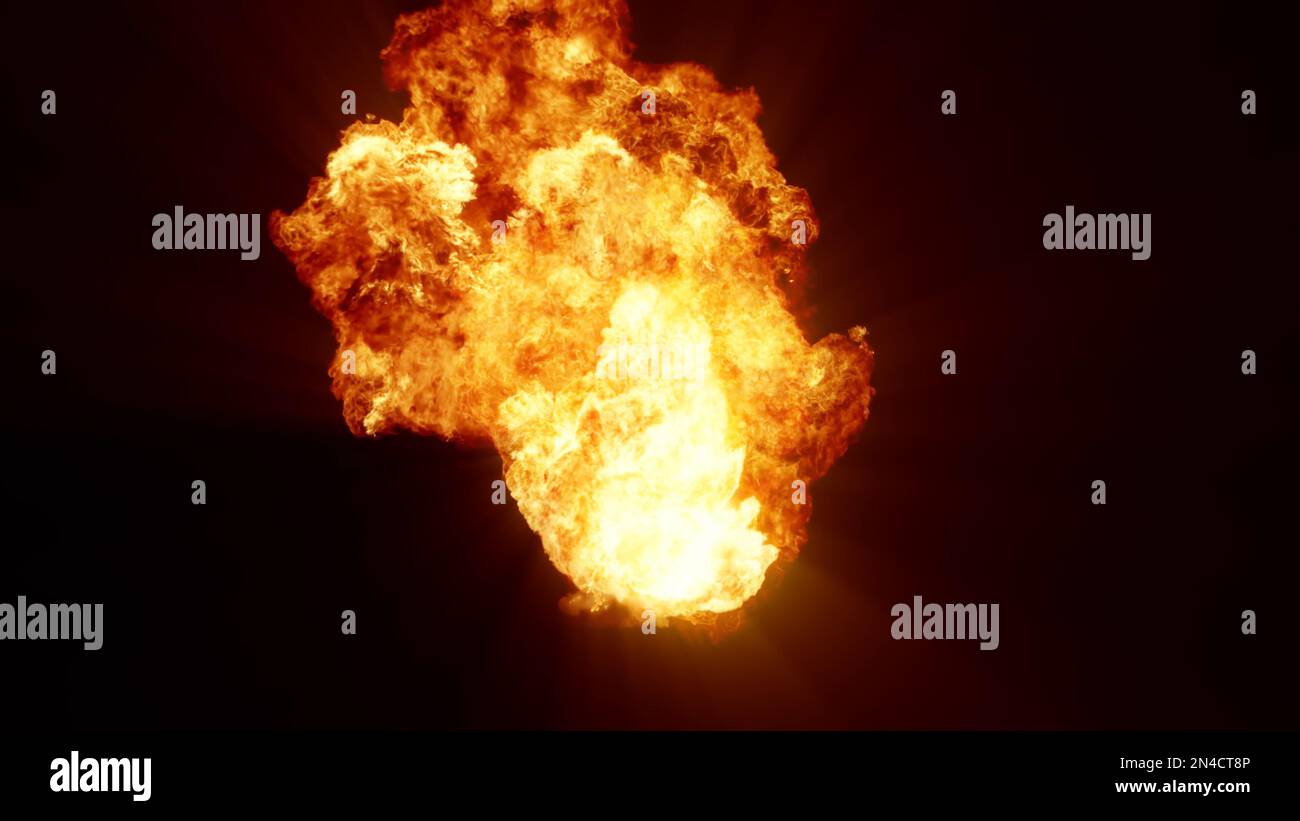 3D rendering of an impressive intense explosion on a black background ...