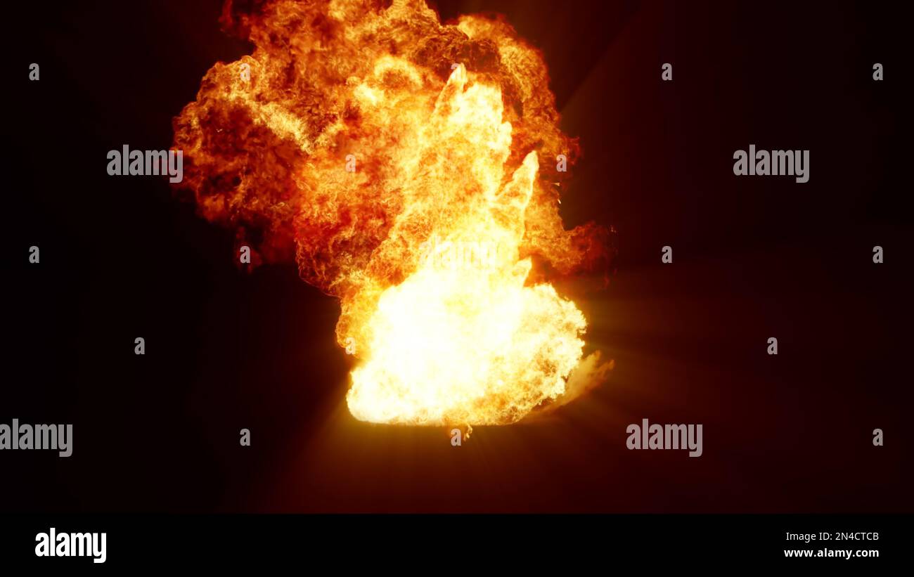 3D rendering of an impressive intense explosion on a black background ...