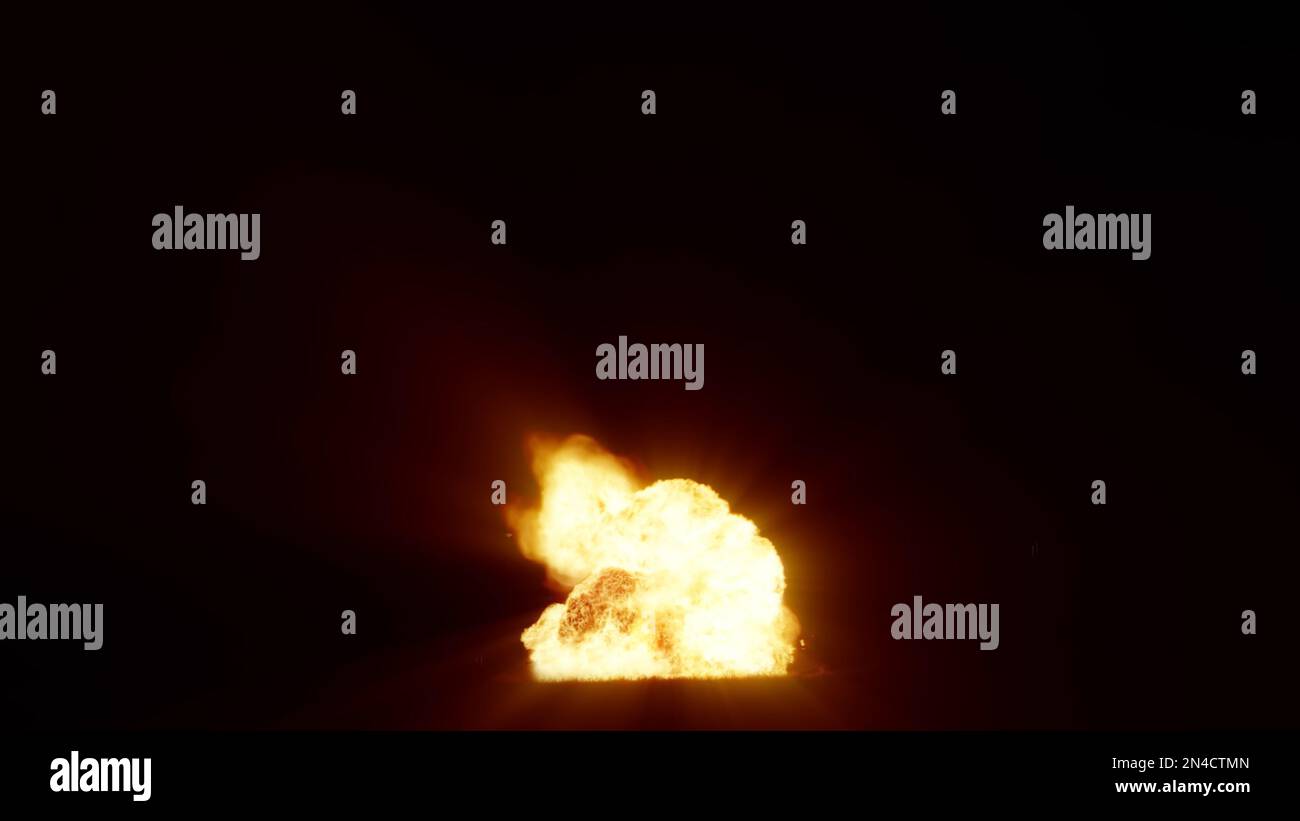 3D rendering of an impressive intense explosion on a black background ...