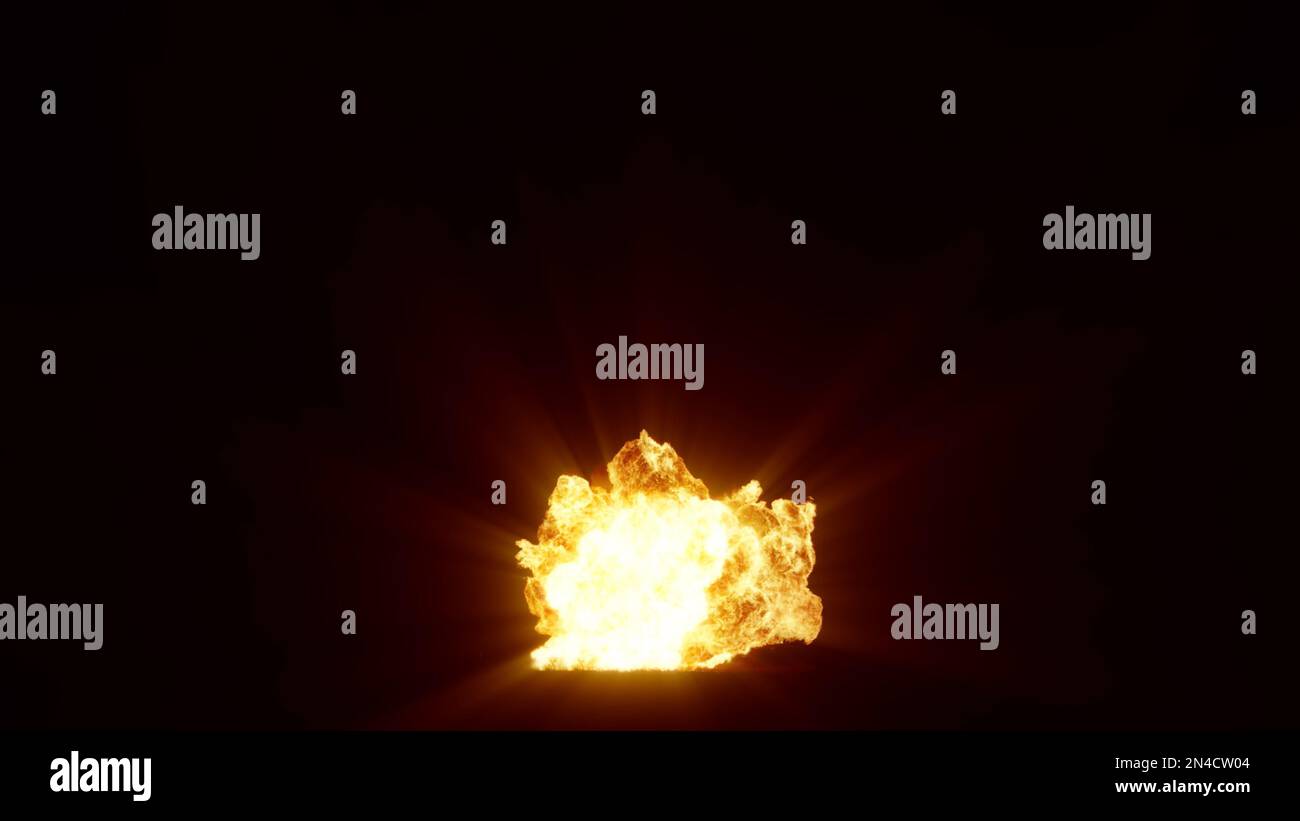 3D rendering of an impressive intense explosion on a black background ...