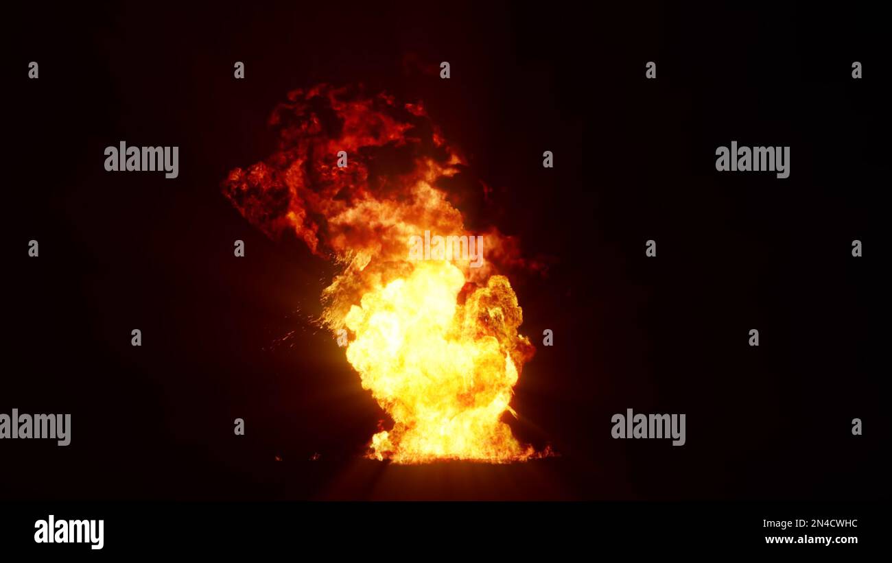 3D rendering of an impressive intense explosion on a black background ...