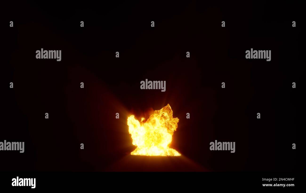 3D rendering of an impressive intense explosion on a black background ...