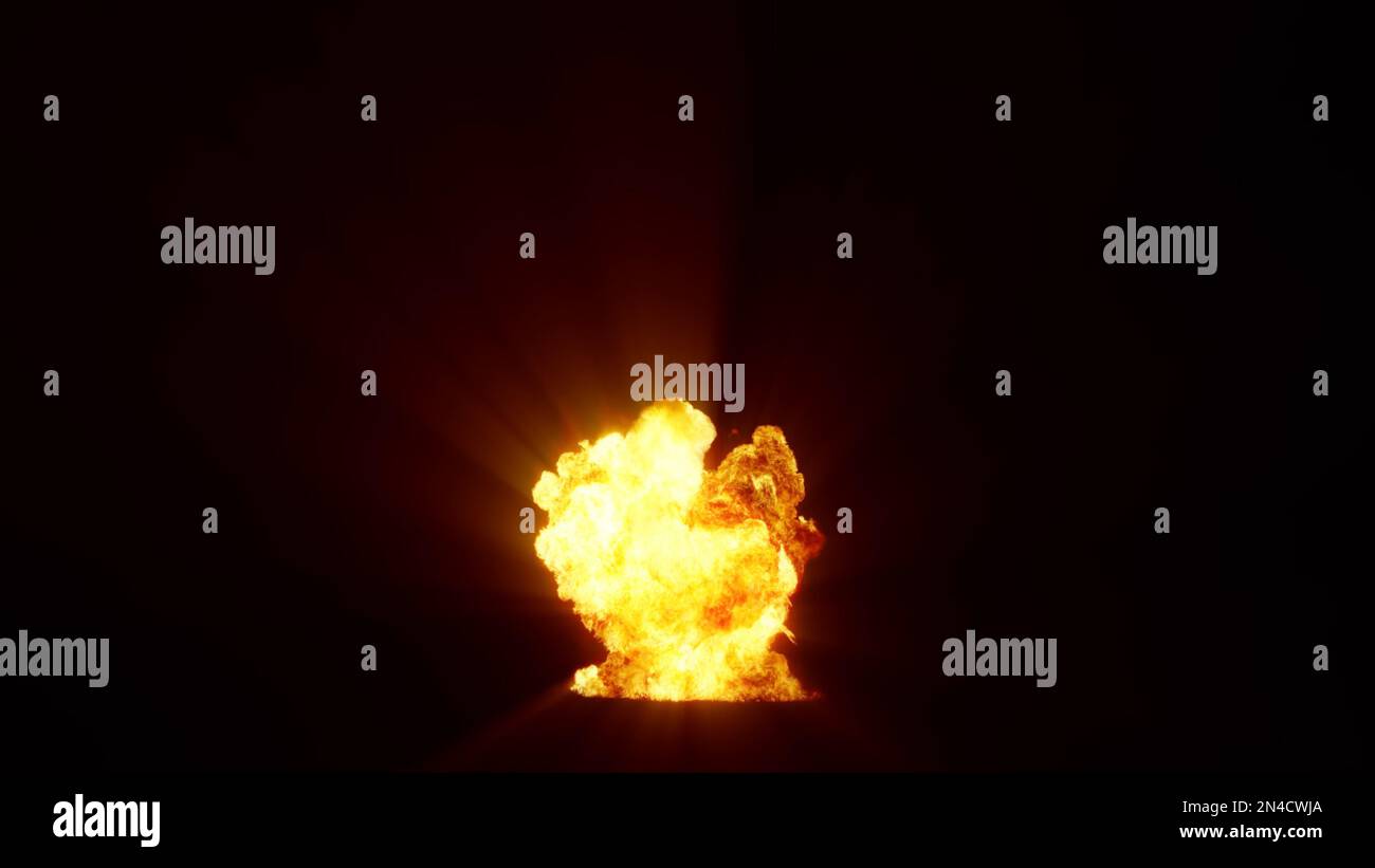 3D rendering of an impressive intense explosion on a black background ...