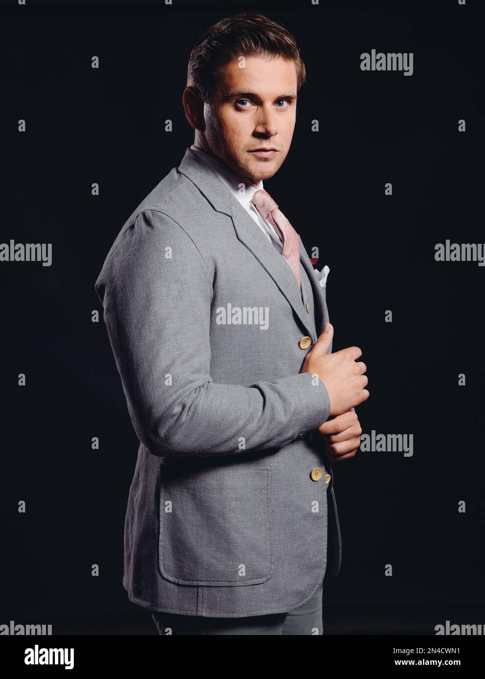 Allen Leech of the PBS Masterpiece TV series, "Downton Abbey," poses ...