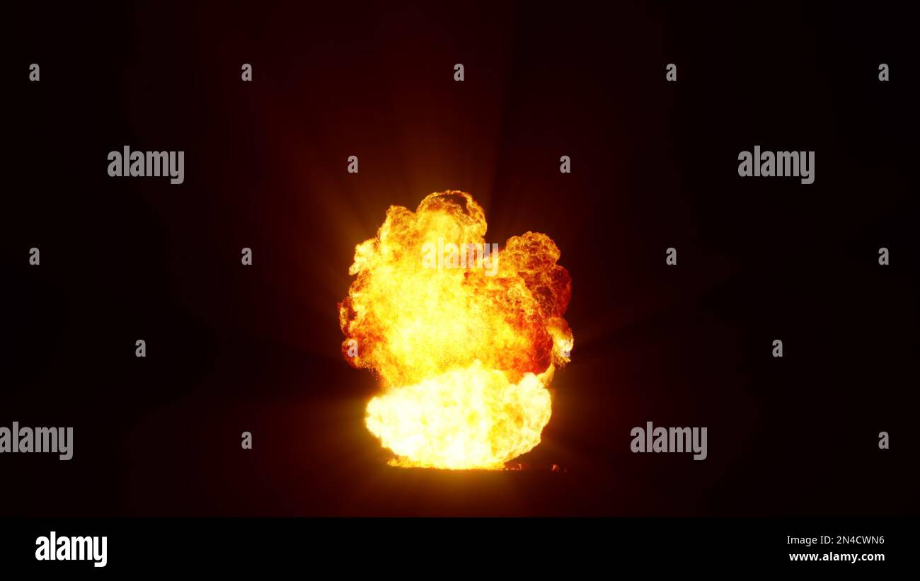 3D rendering of an impressive intense explosion on a black background ...