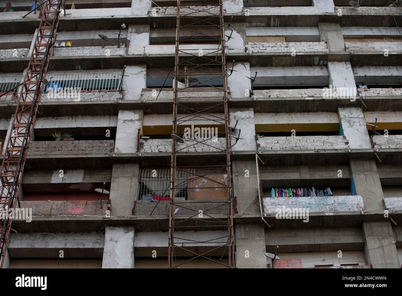 Clothes and belongings hang from the balconies of the world’s tallest ...