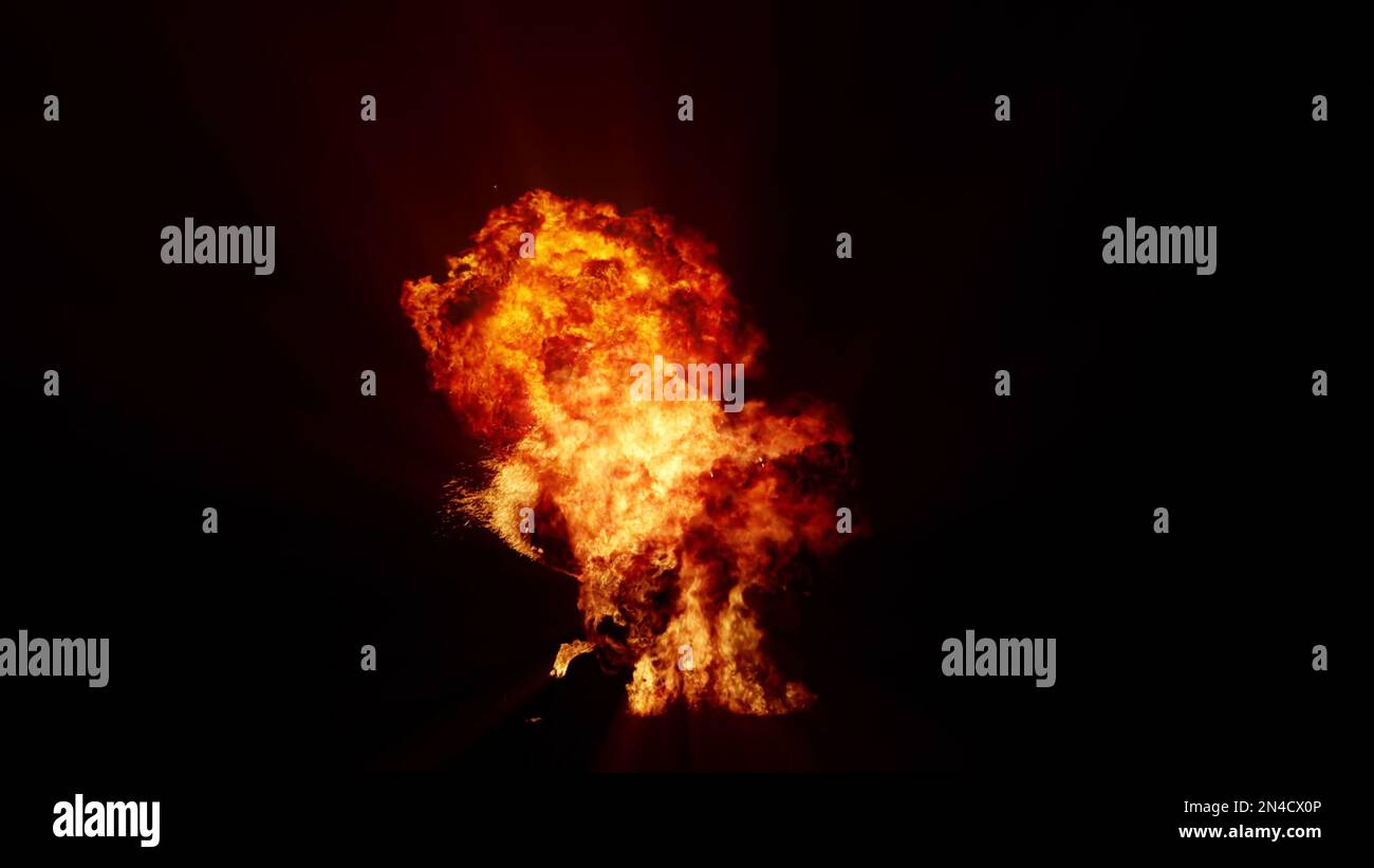 3D rendering of an impressive intense explosion on a black background ...