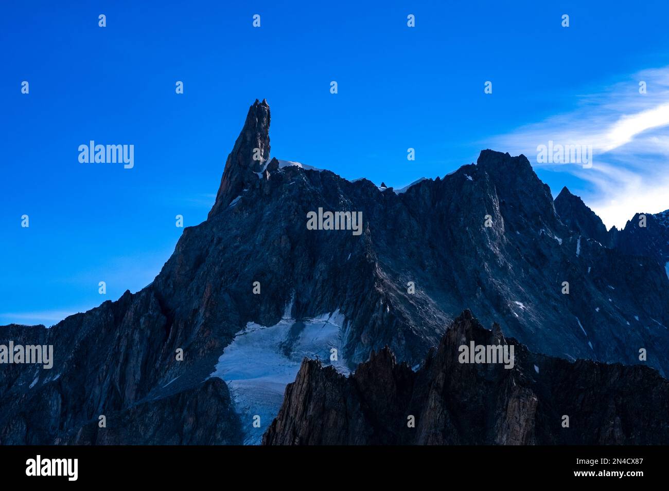 View of the summit of Dent du Géant from Pointe Helbronner Stock Photo ...