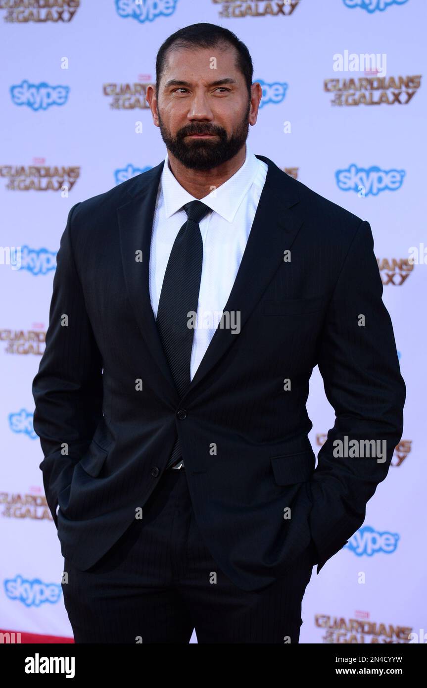 Dave Batista arrives at the premiere of "Guardians Of The Galaxy" at El ...