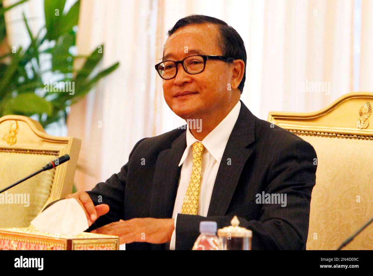 Cambodia's main opposition leader Sam Rainsy of the Cambodia National ...