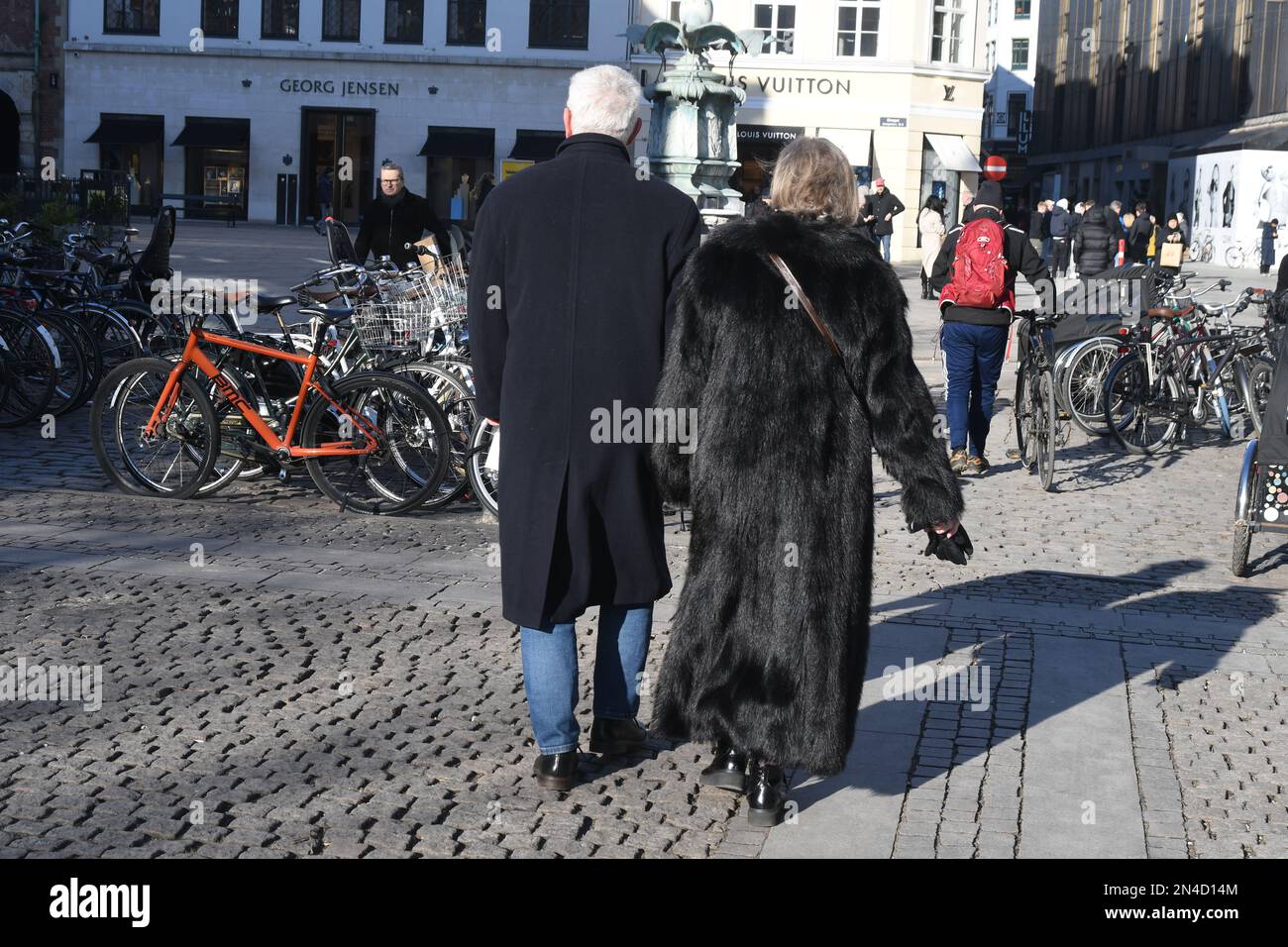 Copenhagen/Denmark/08 February 2023/ Rich senior citizen walk holding ...