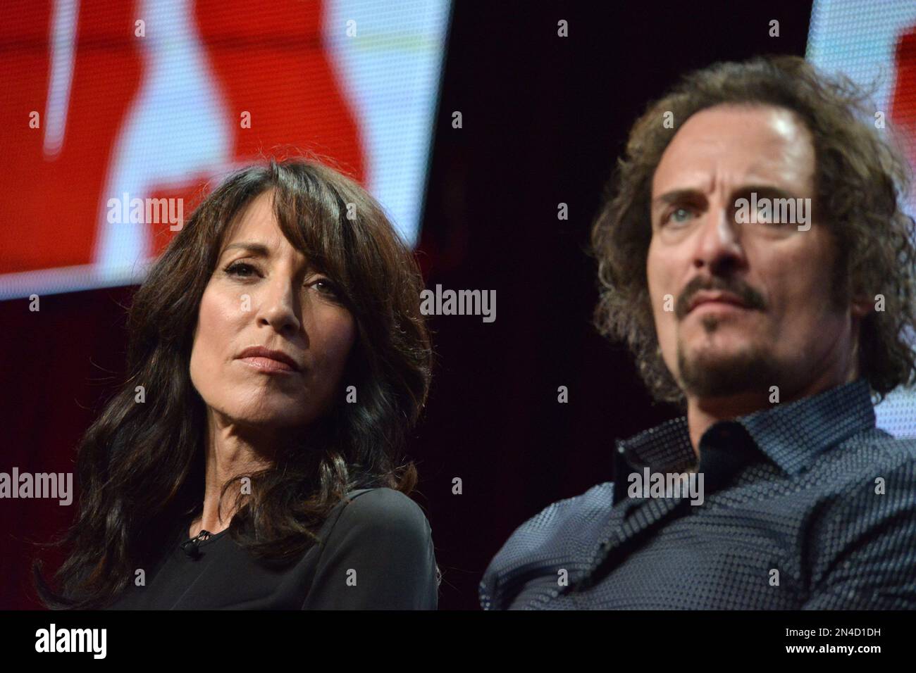 Katey Sagal, left, and Kim Coates appear on stage during the “Sons of ...