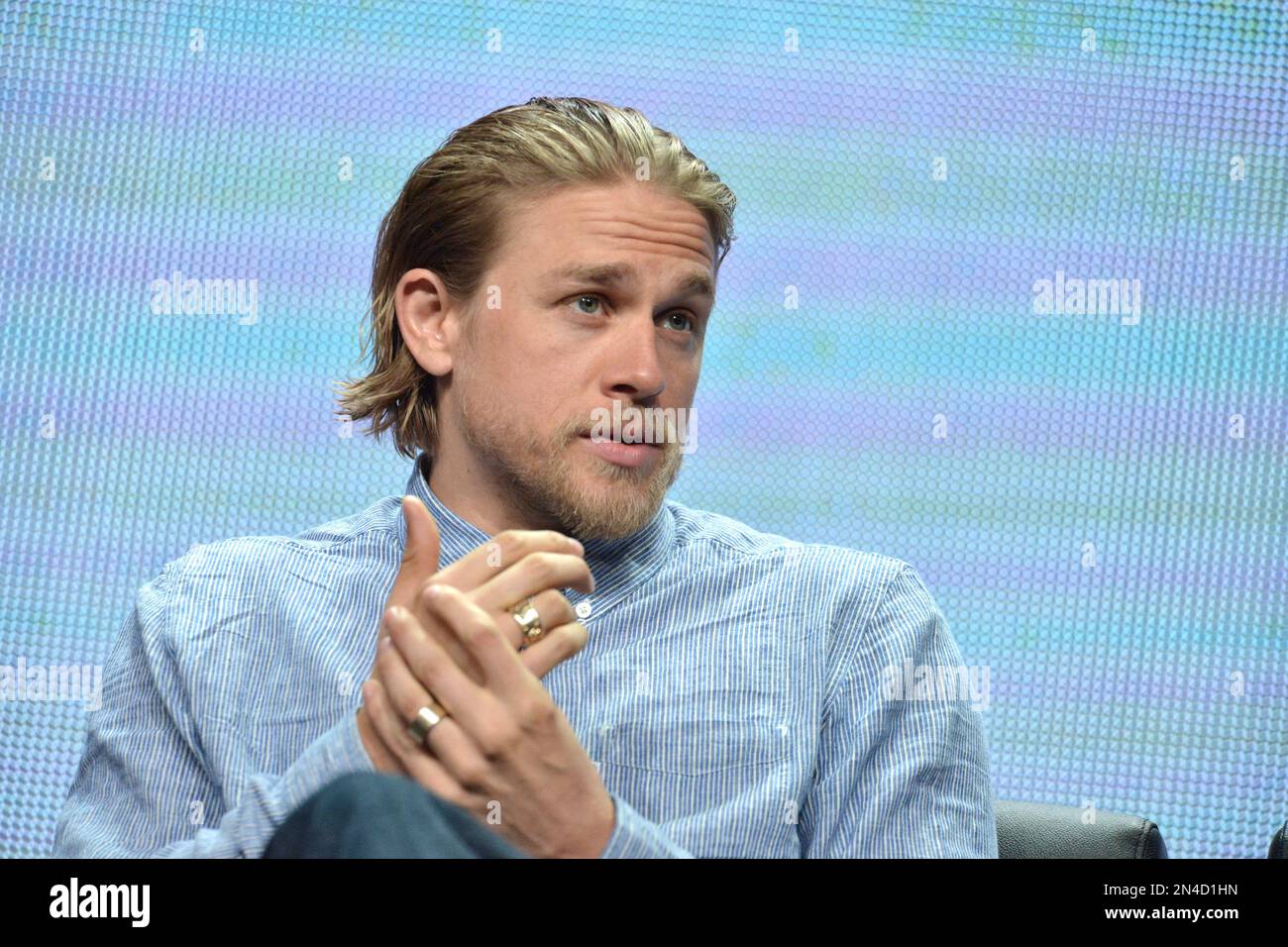 Charlie Hunnam on stage during the “Sons of Anarchy” panel at the The ...