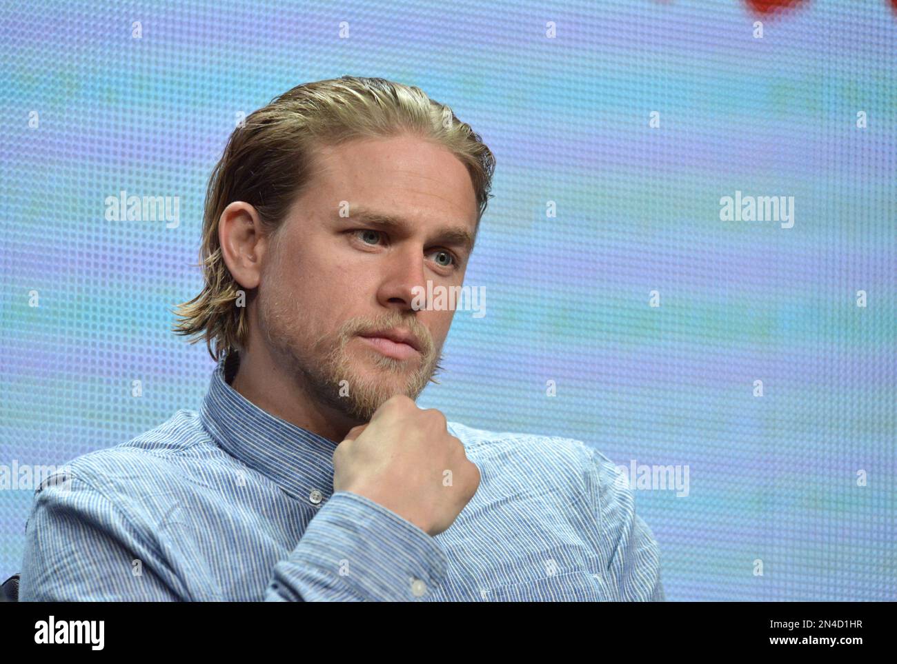 Charlie Hunnam on stage during the “Sons of Anarchy” panel at the The ...
